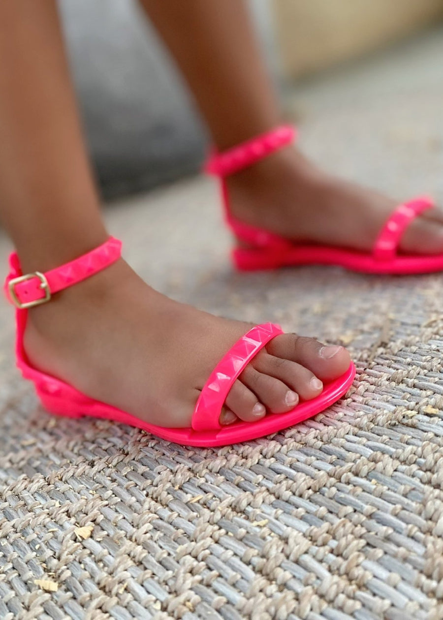 Kid's Aria Neon Pink Sandals – STYLED BY ALX COUTURE